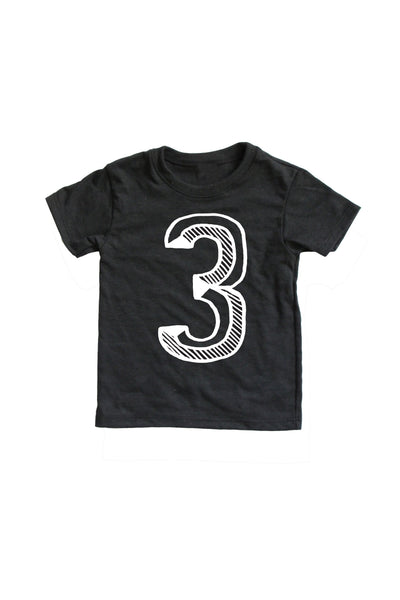 Number Tee Black Graphic Tee (Numbers 1-10) – Mochi Kids