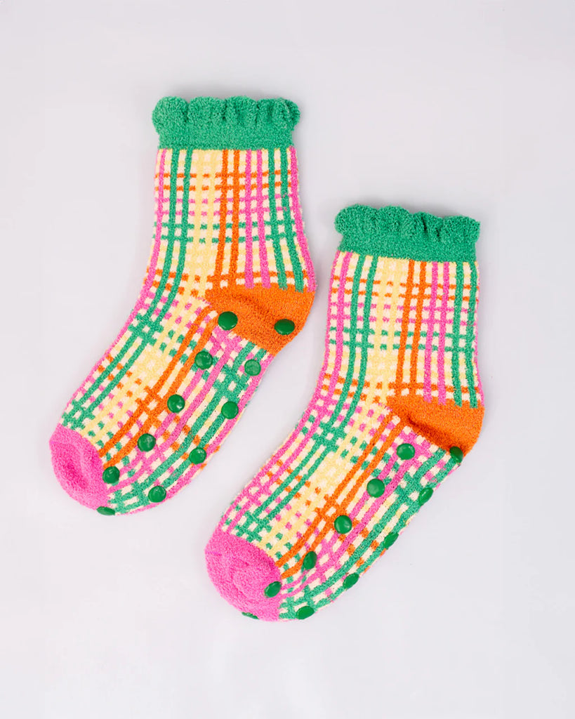 Colorful Grid Cozy Grip Socks by ban.dō – Mochi Kids